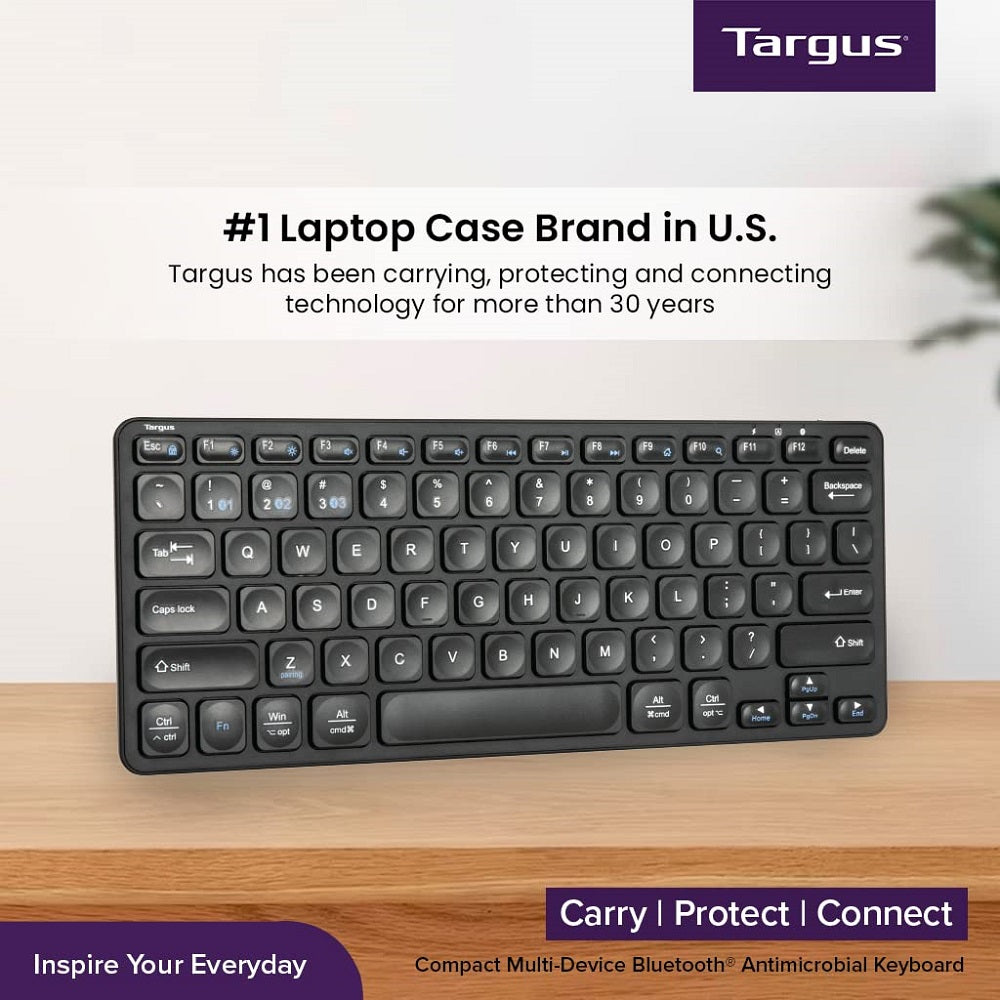 Targus Compact Multi-Device Bluetooth Antimicrobial Keyboard (Black ...