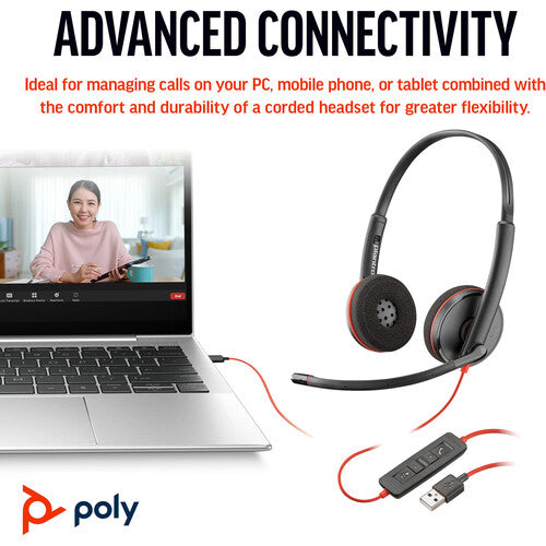 Poly Blackwire C3220 USB-C+A Stereo Headset with Microphone-tpstech.in