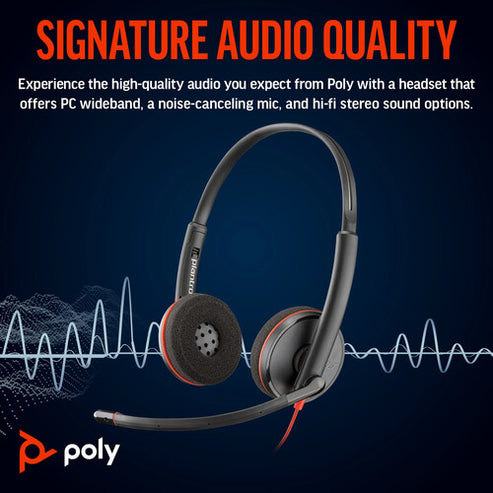 Poly Blackwire C3220 USB-C+A Stereo Headset with Microphone-tpstech.in