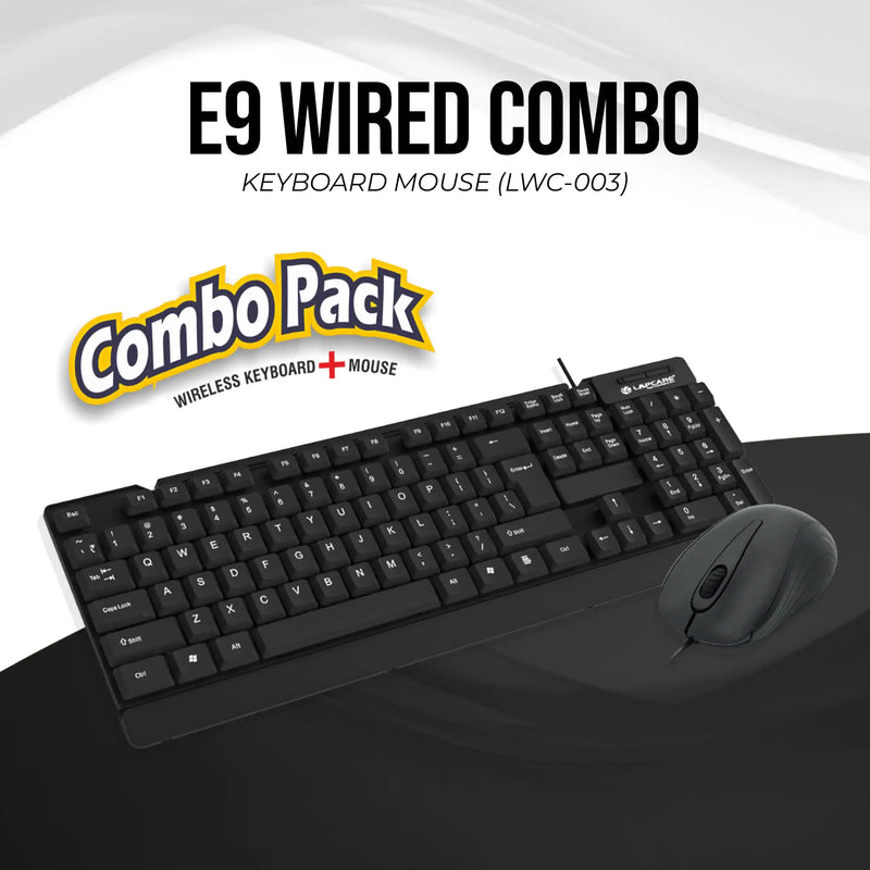 Lapcare E9 USB Wired USB Keyboard & Optical Mouse Combo - tpstech.in