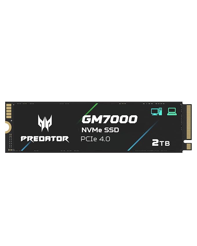 Acer Predator GM7000 2TB M.2 NVMe Gen4 SSD - Up to 7400MB/s | 2GB DRAM ...