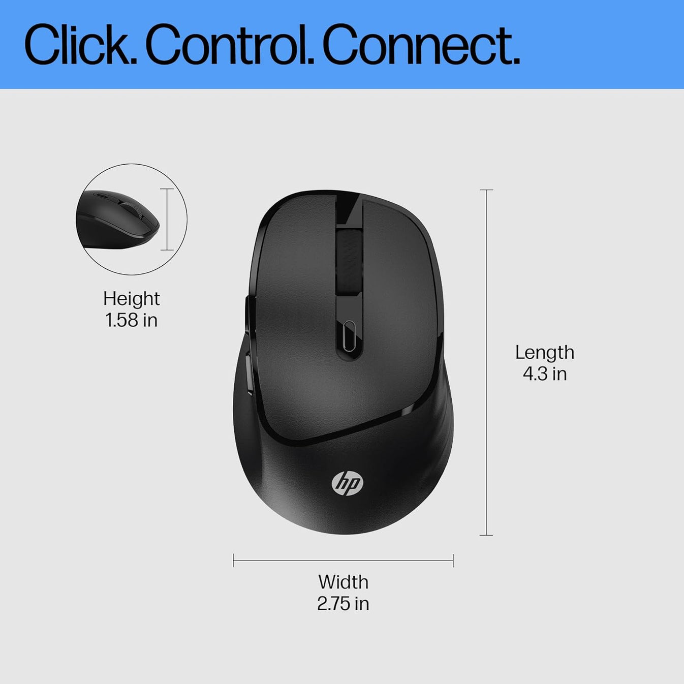 HP M120 Wireless Mouse, 2.4 GHz Wireless Connection, 6 Buttons, Up to ...