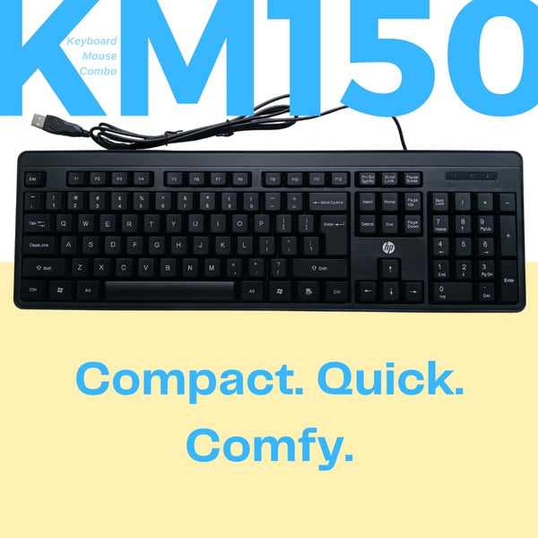 HP KM150 Full Size Wired Keyboard & Mouse Combo 3Yrs Wty - tpstech.in