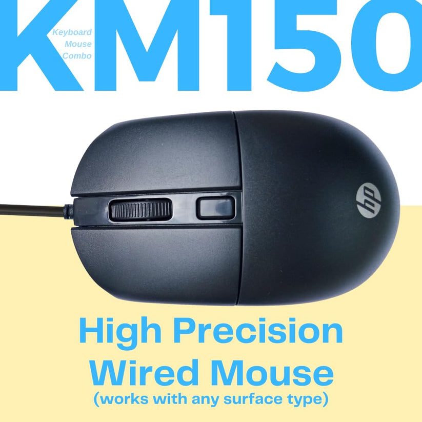 HP KM150 Full Size Wired Keyboard & Mouse Combo 3Yrs Wty - tpstech.in