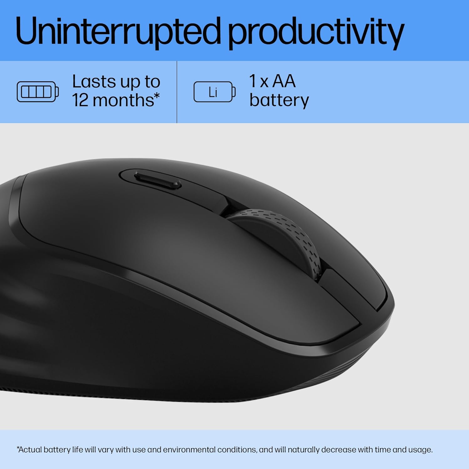 HP M120 Wireless Mouse, 2.4 GHz Wireless Connection, 6 Buttons, Up to ...