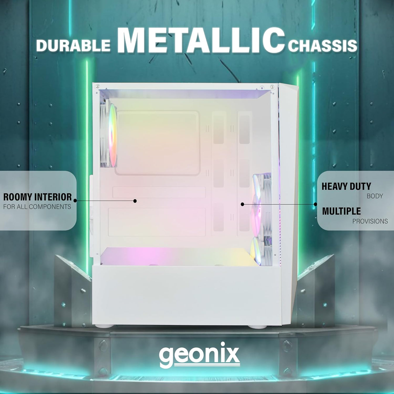 Geonix X10 ATX Computer Case Tempered Glass Gaming Cabinet - tpstech.in