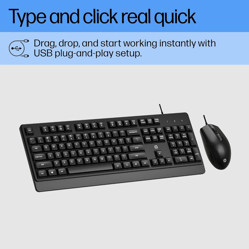 HP KM180 Wired Mouse and Keyboard Combo – tpstech.in
