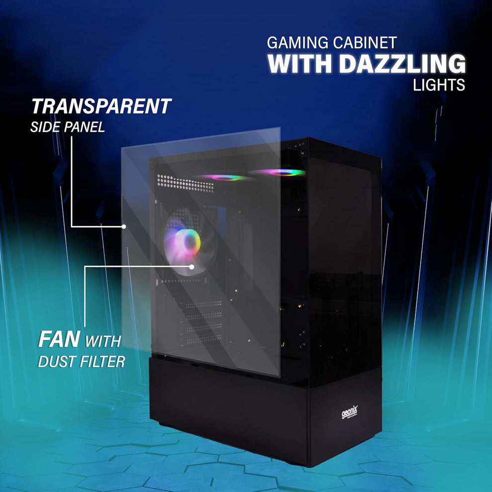 Geonix X30 Tempered Glass ATX Gaming Cabinet (Black) - tpstech.in