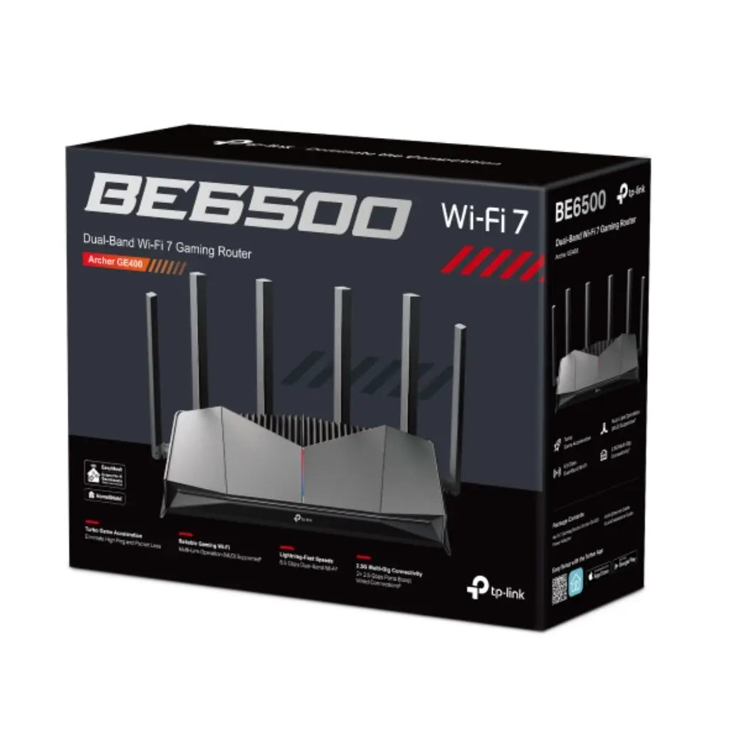 TP-Link Archer GE400 BE6500 Dual Band WiFi 7 Gaming Router with 6 Ante ...