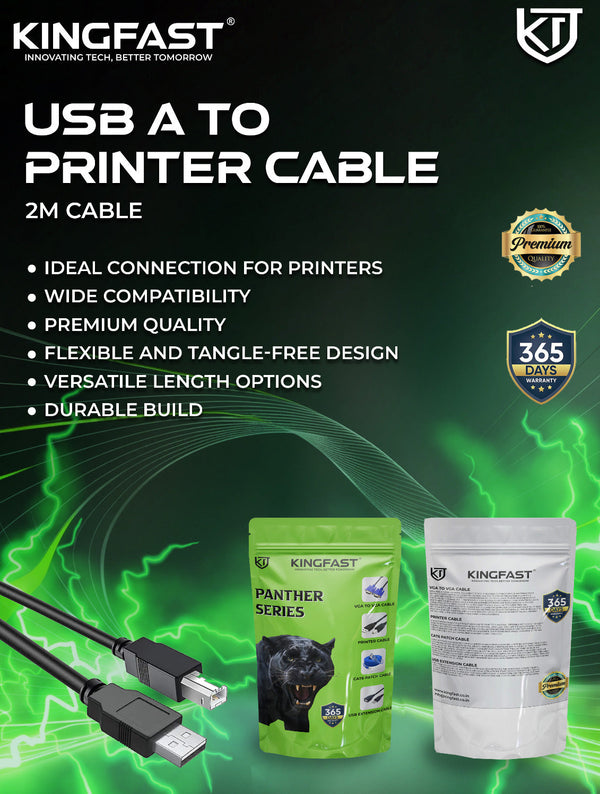Kingfast USB 2.0 A to Printer Cable with Chip 20 Meter - tpstech.in
