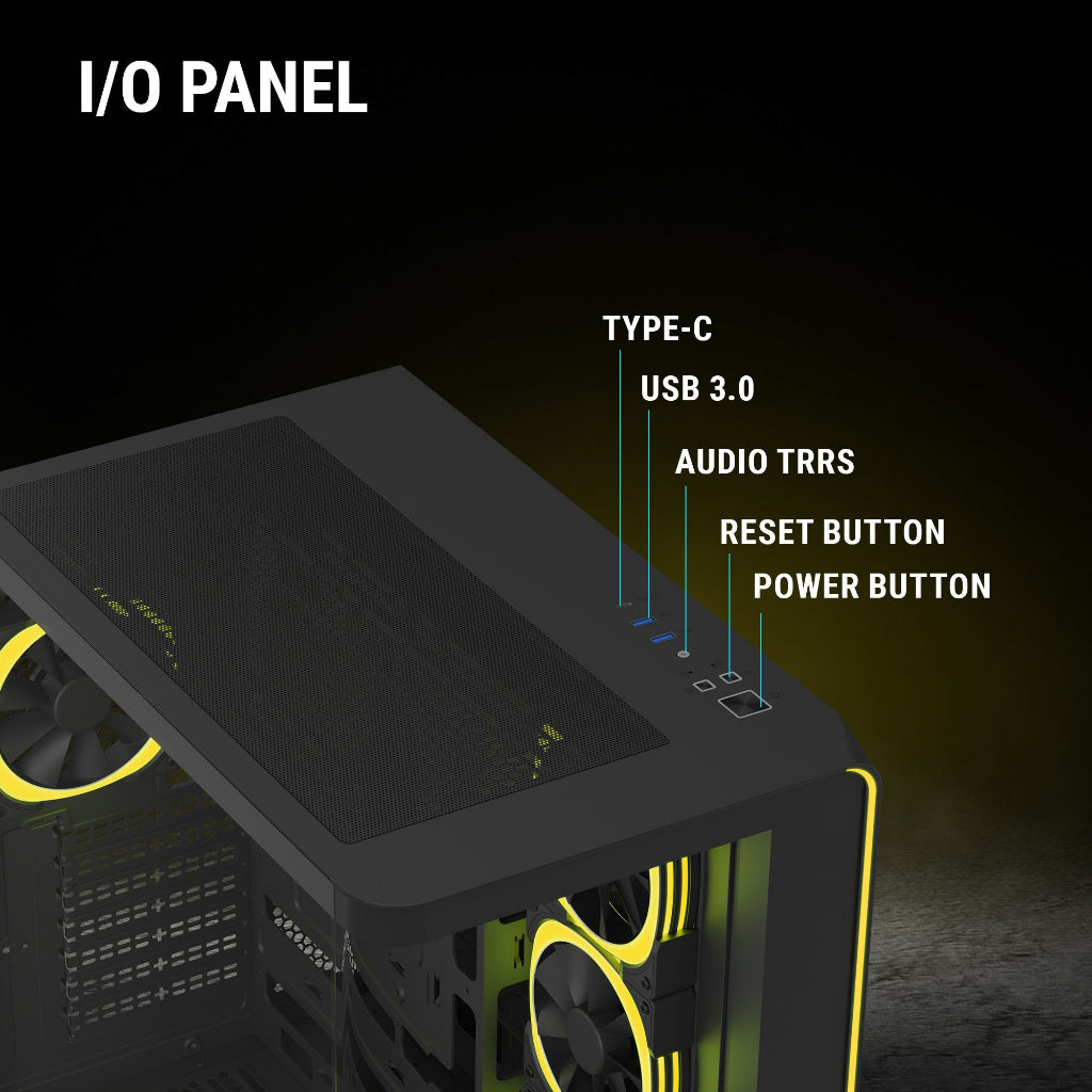 Ant Esports Crystal ARC Gaming Mid Tower Case-Black - tpstech.in