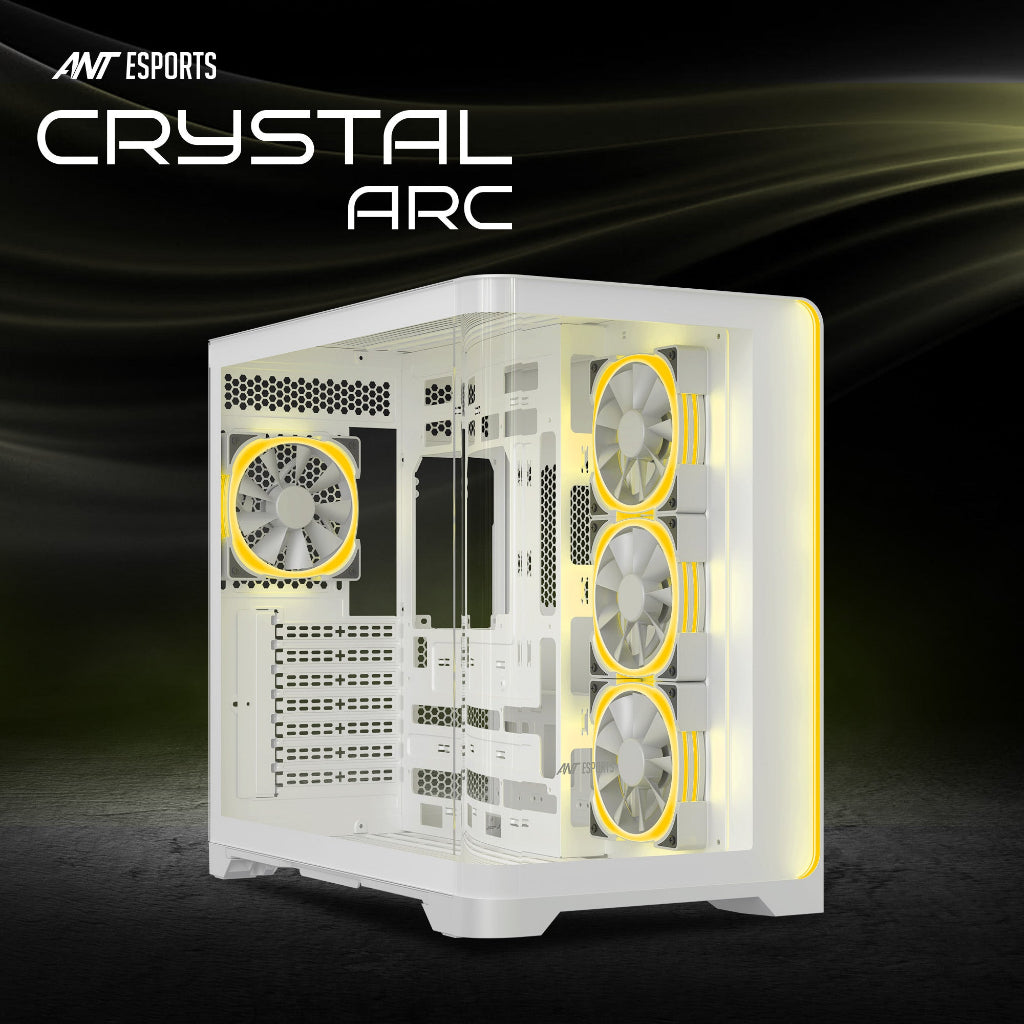 Ant Esports Crystal ARC Gaming Mid Tower Case-White - tpstech.in