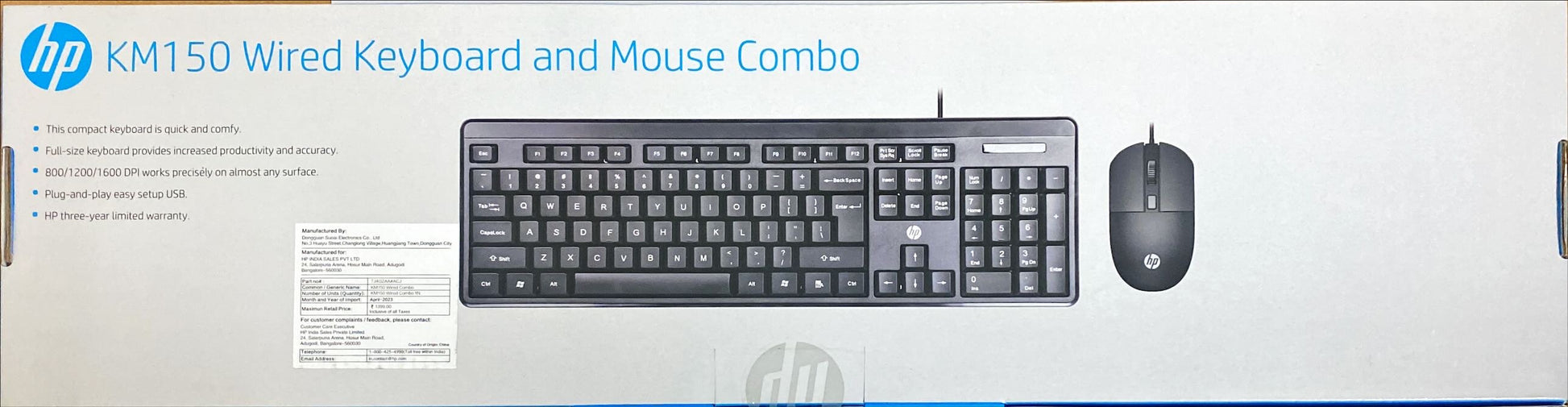 HP KM150 USB Wired Mouse and Keyboard Combo – tpstech.in