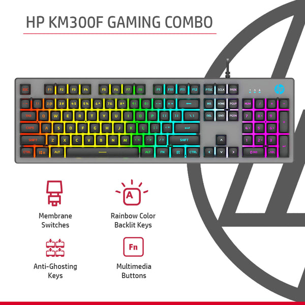 HP KM300F RGB Wired Keyboard and Mouse Gaming Combo - tpstech.in