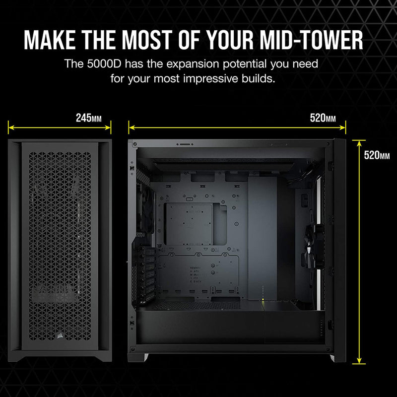 CORSAIR 5000D AIRFLOW Black ATX Mid-Tower Cabinet with Dual 120mm Fans