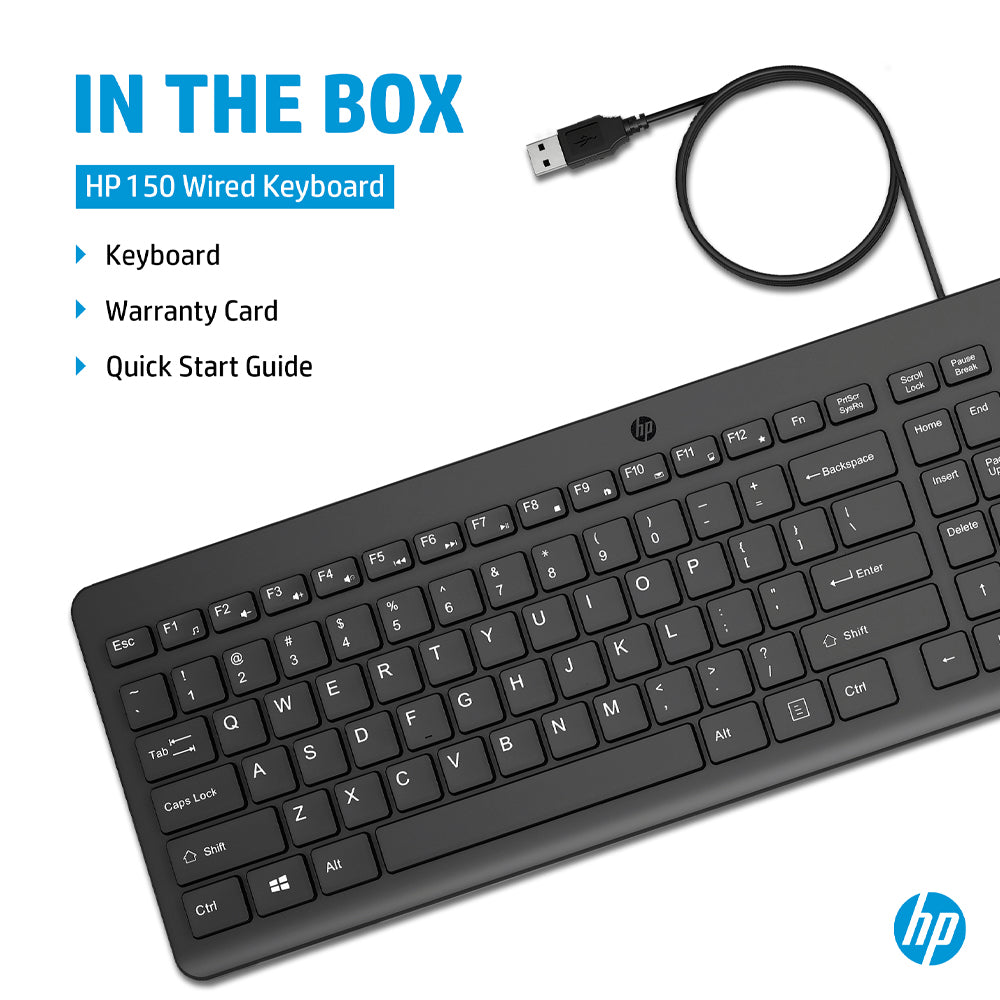 HP 150 Wired Full-Size Keyboard 664R5AA - tpstech.in