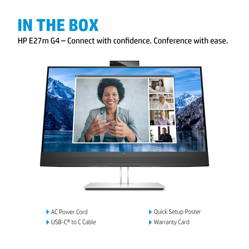 HP E27m G4 27-inch Quad-HD IPS Monitor with 5MP Webcam and USB Type-C