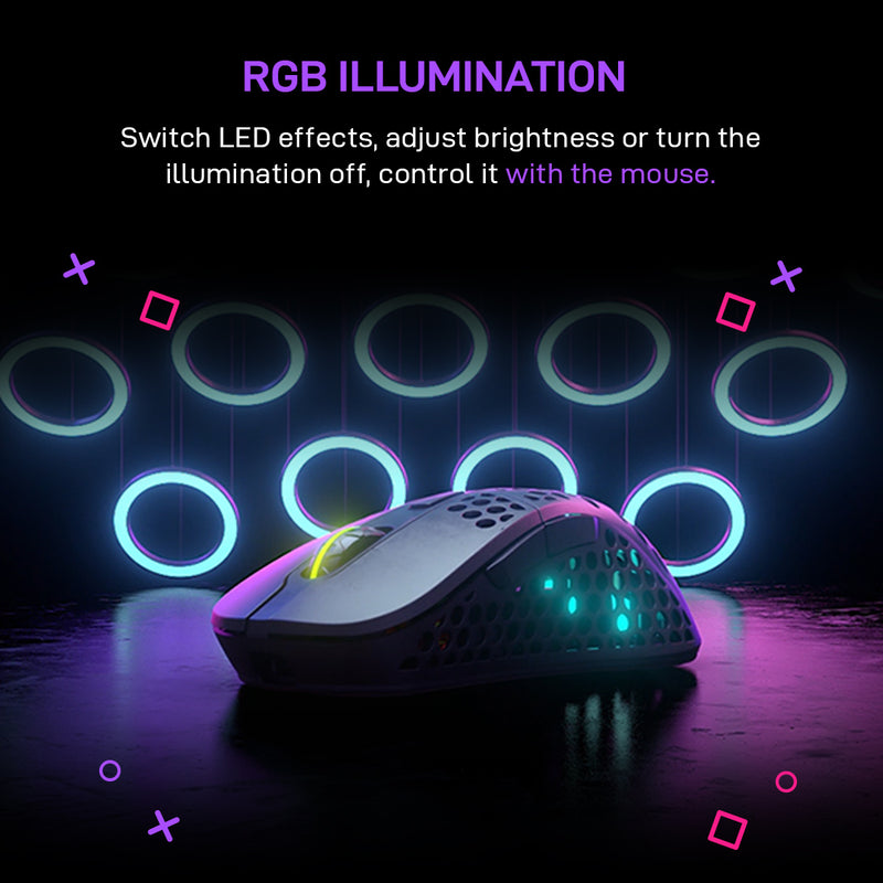 Xtrfy M4 Black Wireless Lightweight RGB Gaming Mouse with Pixart 3370 ...