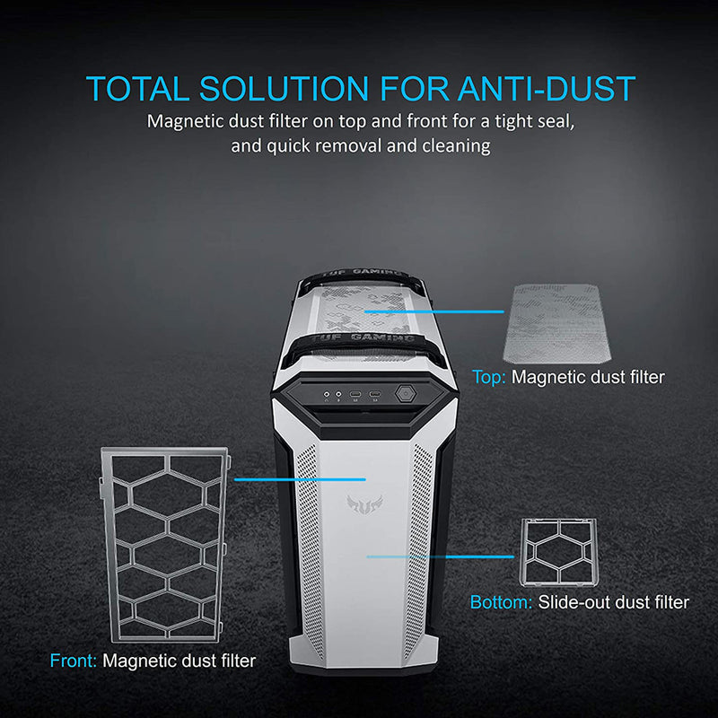 ASUS TUF Gaming GT501 White Edition E-ATX Mid Tower Cabinet with Three ...