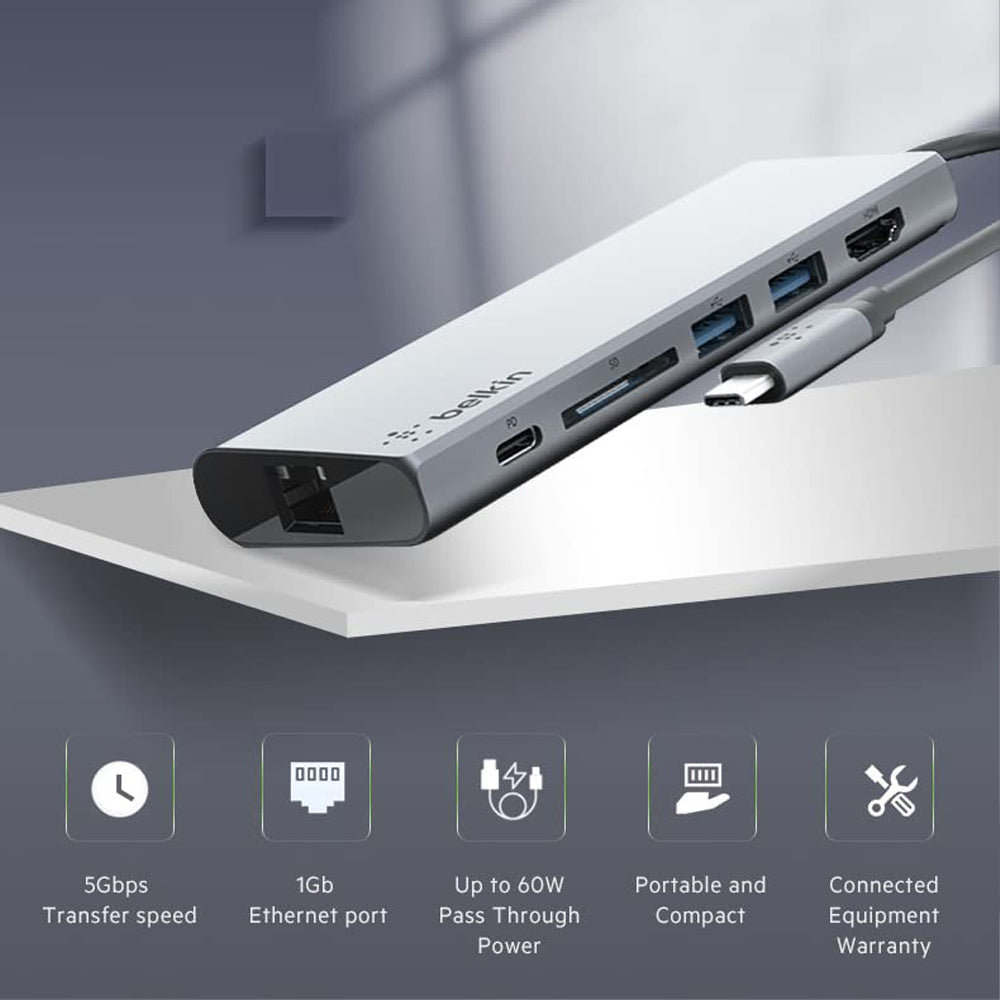 Belkin 6-in-1 USB Type-C Multimedia Hub - tpstech.in